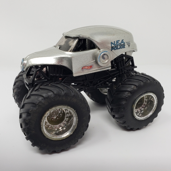 Toys | Hot Wheels Monster Jam Truck Silver Nea Police Diecast | Poshmark